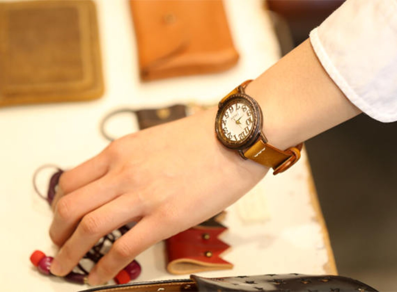 Vintage Handcraft Wrist Watch With Handstitch Leather Band /// - Etsy