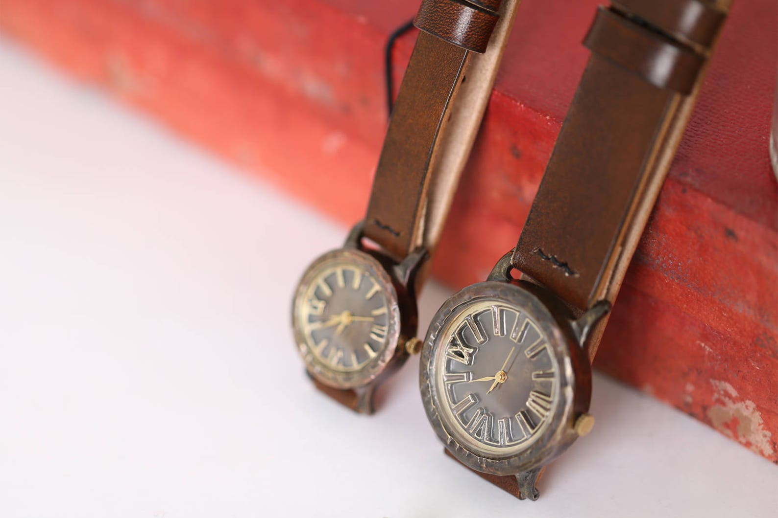 Vintage Handcraft Wrist Watch With Handstitch Leather Band /// - Etsy