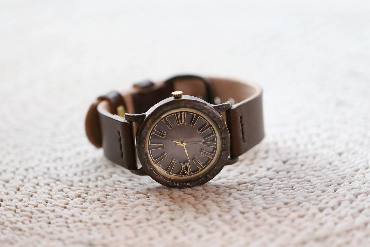 Vintage Handcraft Wrist Watch With Handstitch Leather Band /// - Etsy