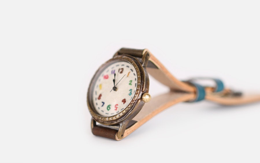 Handstitched Handcraft Wrist Watch With Vegetable Leather Band - Etsy