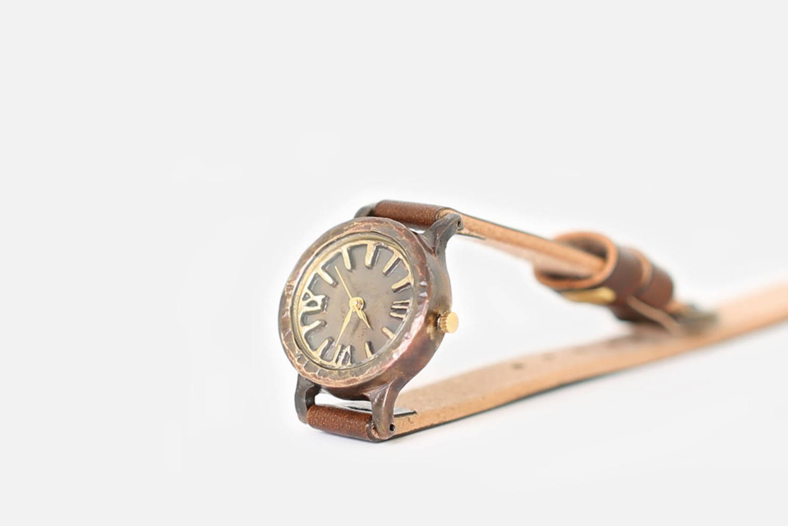 Vintage Handcraft Wrist Watch With Handstitch Leather Band /// Fins ...