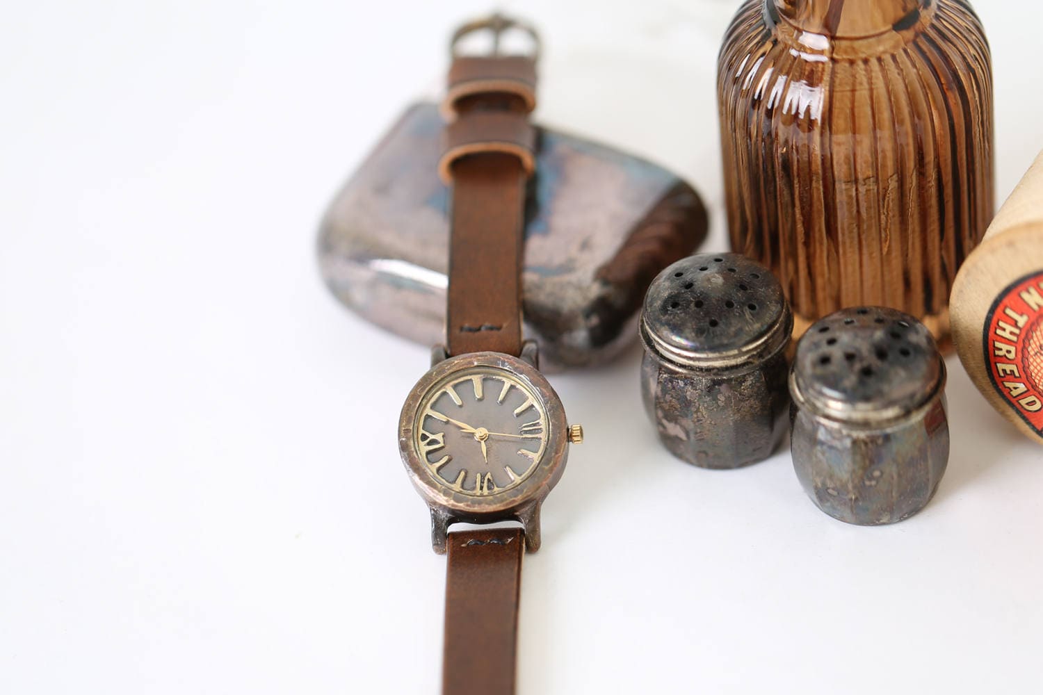 Vintage Handcraft Wrist Watch With Handstitch Leather Band /// Fins ...