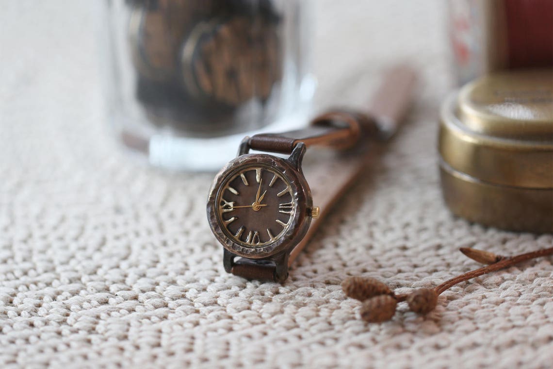 Vintage Handcraft Wrist Watch With Handstitch Leather Band /// Fins ...