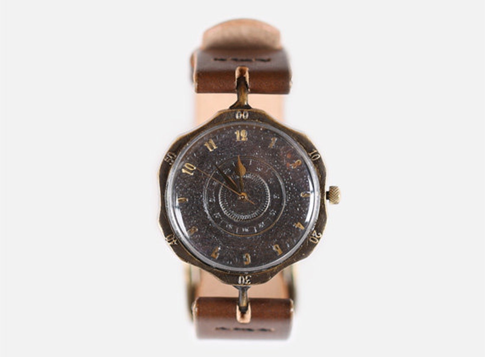 Vintage Handmade Wrist Watch With Handstitch Leather Band ...