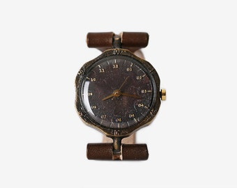 Vintage Retro Handcraft Watch With Handstitch Leather Band /// A Cute ...