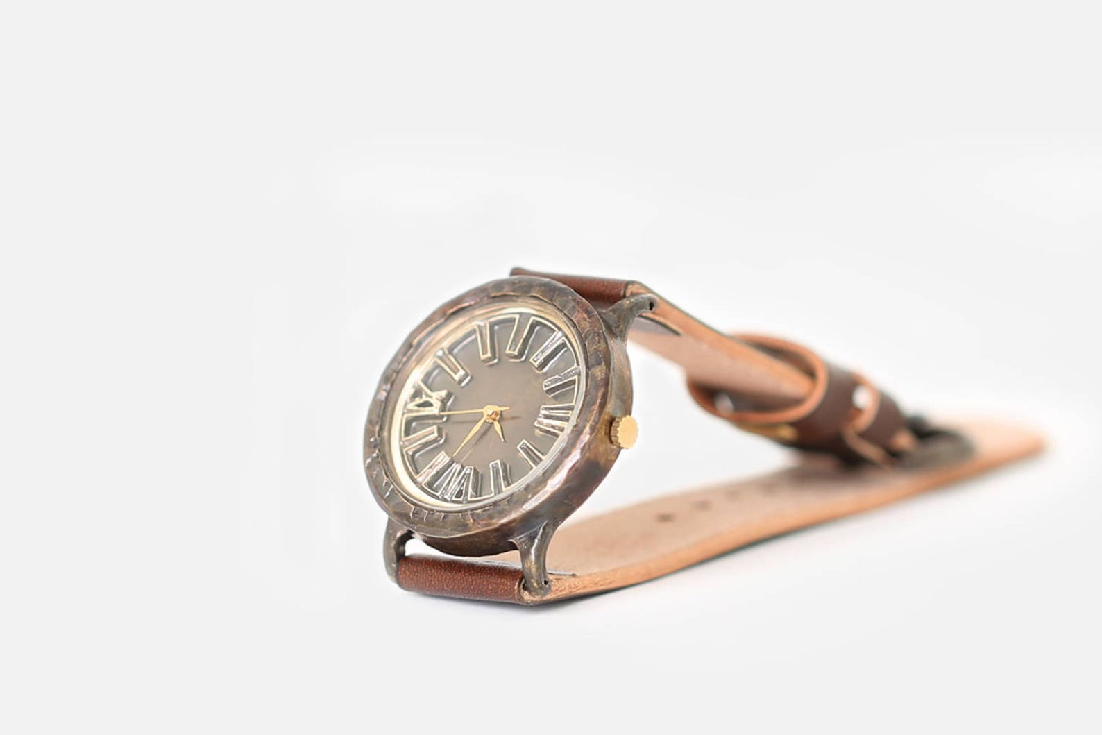 Vintage Handcraft Wrist Watch With Handstitch Leather Band /// Finm ...