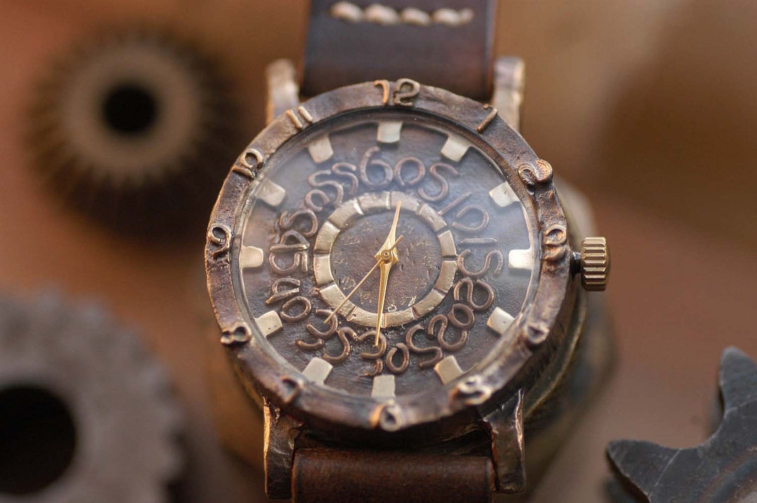 Vintage Retro Handcraft Wrist Watch With Handstitch Leather Band ...