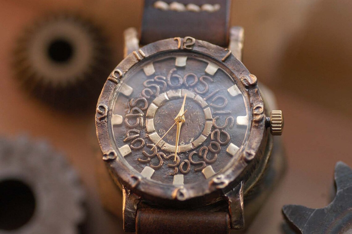 Vintage Retro Handcraft Wrist Watch With Handstitch Leather Band ...