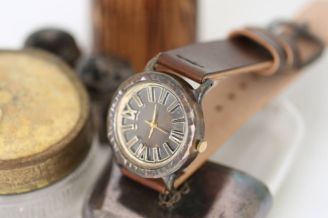 Vintage Handcraft Wrist Watch With Handstitch Leather Band /// Finm ...