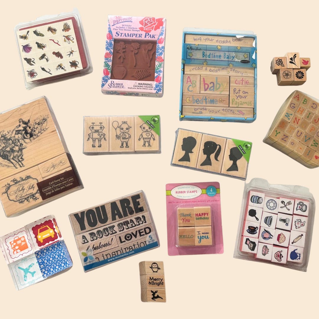 Wood Rubber Stamp Packs | Themed Stamp Sets for Crafts, Cards ...