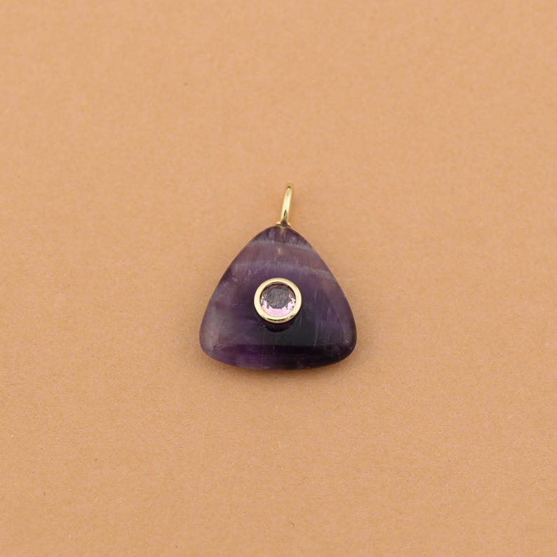 Unique Triangle Shaped Gemstone Pendant With Sparkling Zircon Detail ...