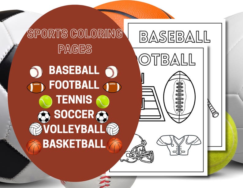 Sports Coloring Pages for Kids-digital Prints - Etsy