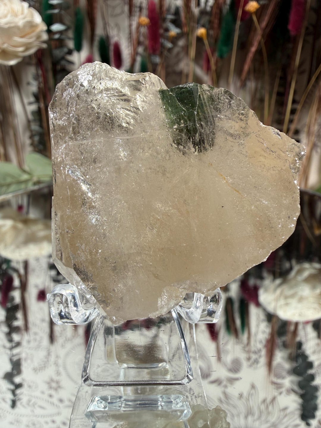 Raw Citrine Specimen With Green Tourmaline Inclusions | Natural Mineral ...