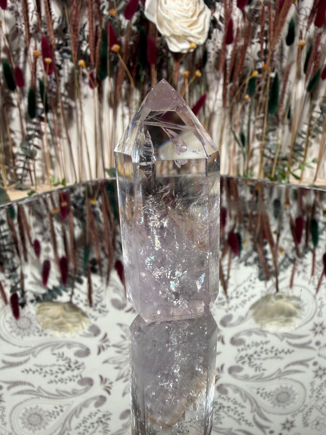 UV Reactive Amethyst With Powellite Tower | Natural Amethyst Crystal ...