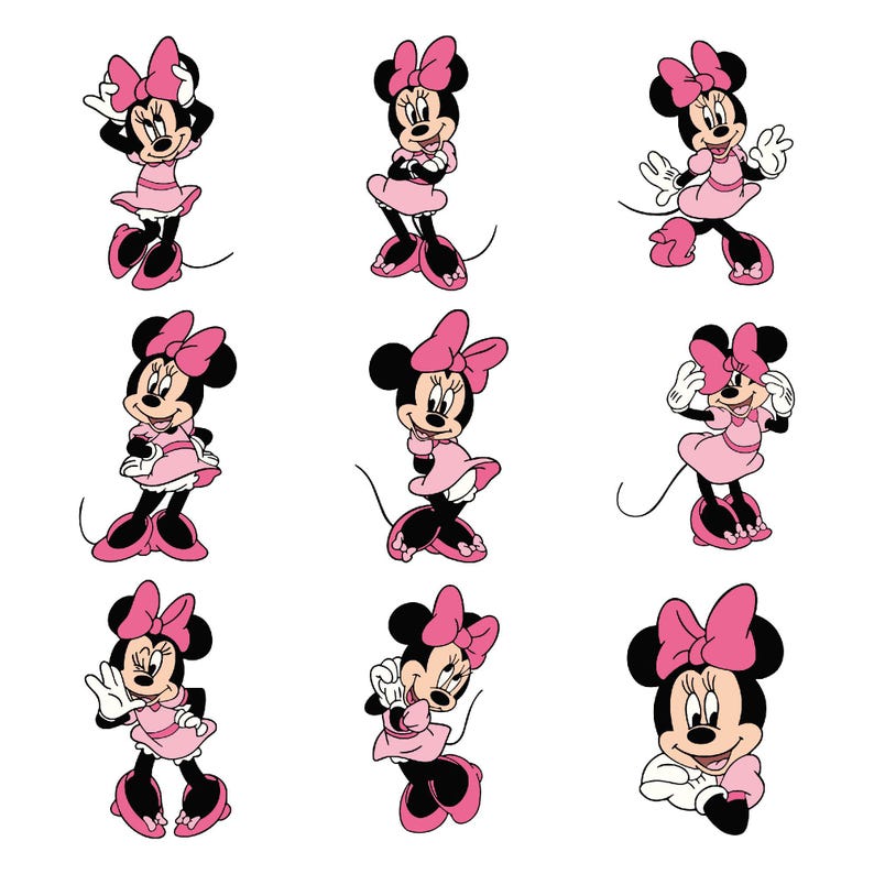 Minnie Mouse Clipart Bundle: Pink Bow Cartoon PNG (digital Download) - Etsy