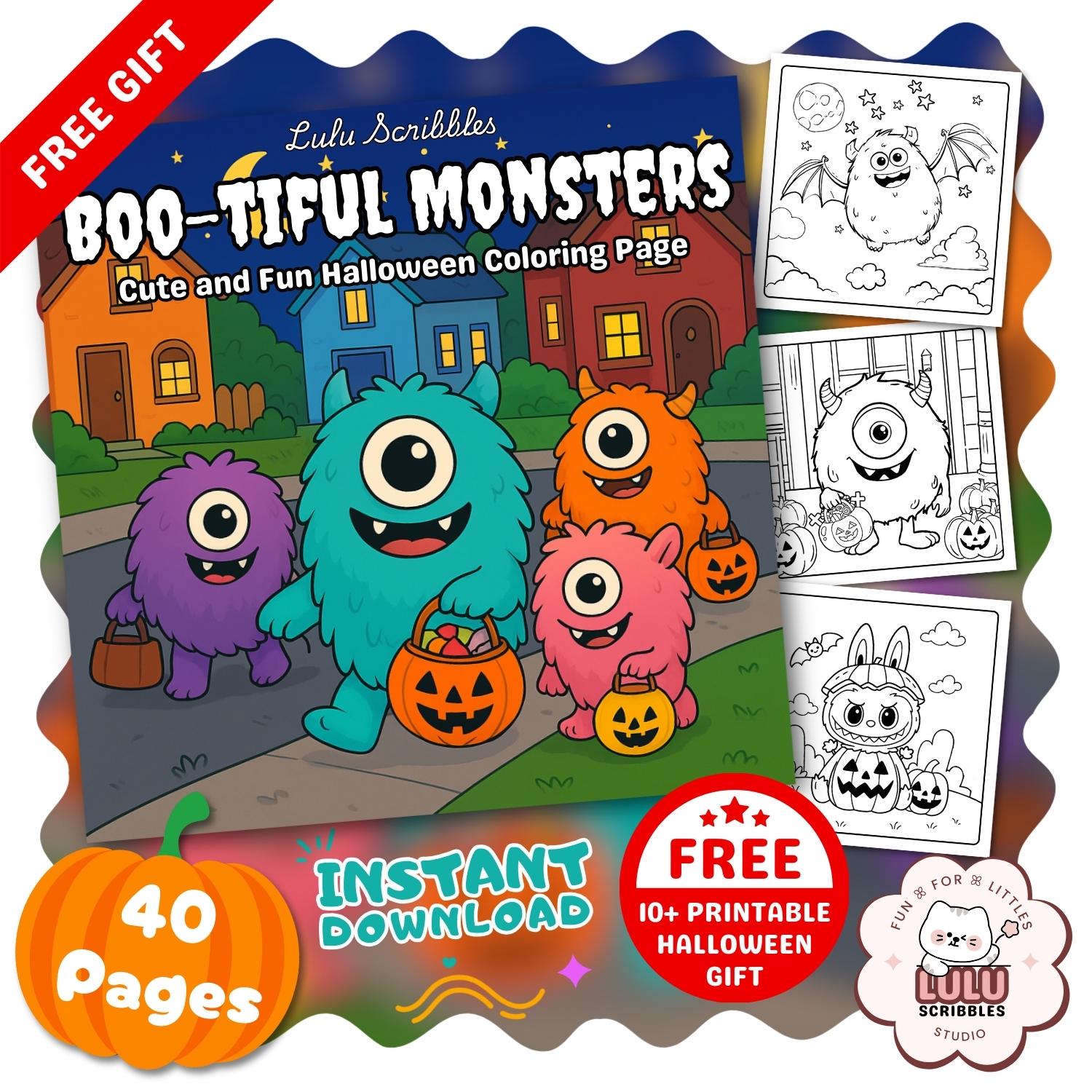 Boo-tiful Monsters: Cute, Bold and Easy Halloween Coloring Pages With ...