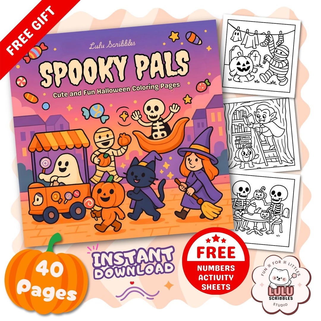 Halloween Coloring Pages: 40 Spooky Pals Designs (digital PDF Download) - Etsy