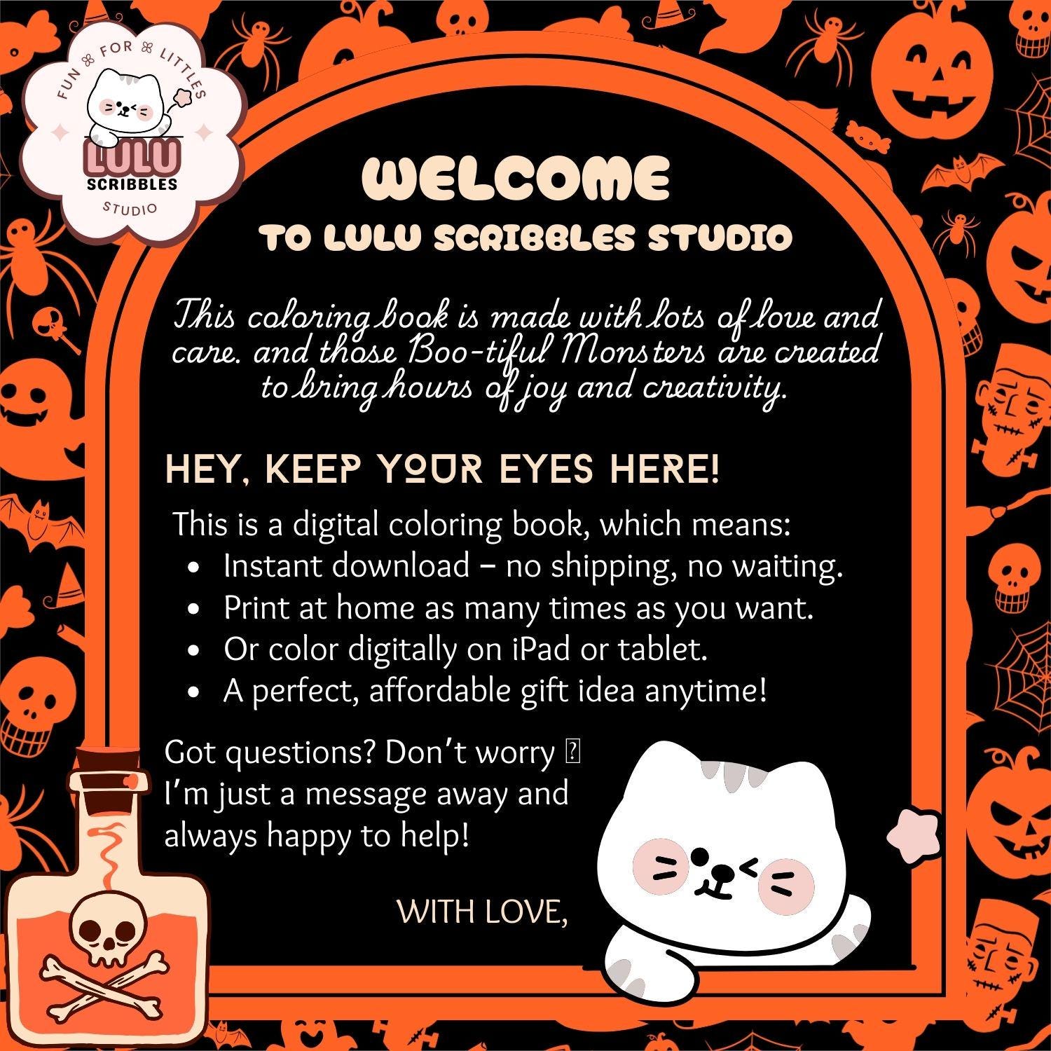 Boo-tiful Monsters: Cute, Bold and Easy Halloween Coloring Pages With ...