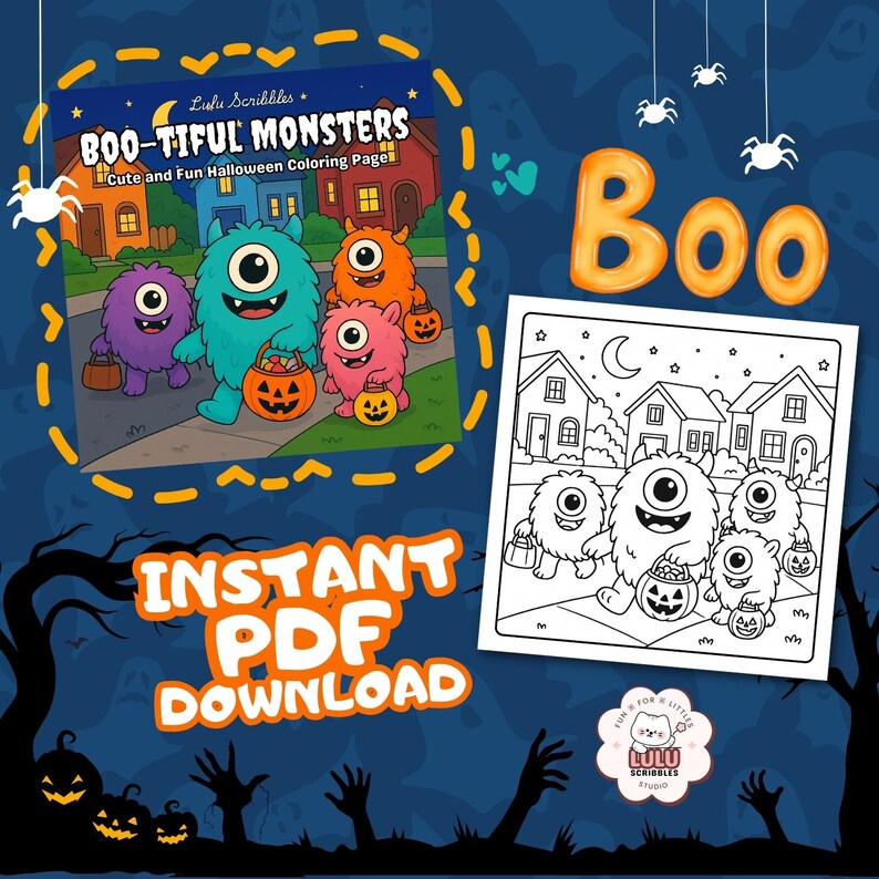 Boo-tiful Monsters: Cute, Bold and Easy Halloween Coloring Pages With ...