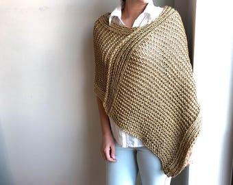 Basic Adult Poncho PDF Knitting Pattern Knit Wrap Using DK Worsted or ...