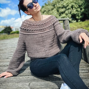 Crochet Pattern Chantilly Sweater, One Piece, Top Down Sweater in PDF ...