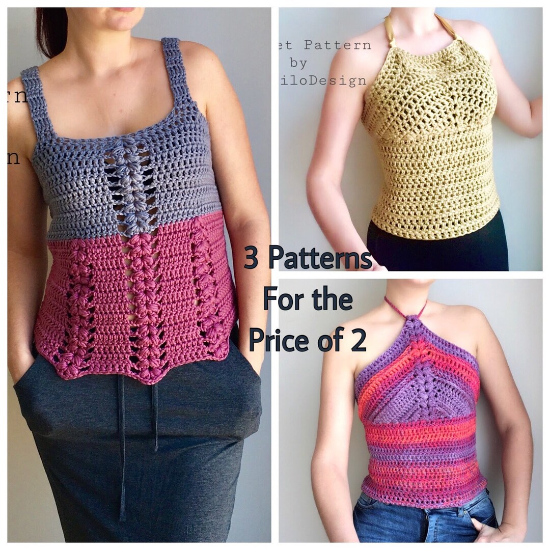 Crochet Top Pattern - Set of 3 Patterns - Etsy