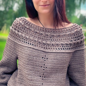 Crochet Pattern Chantilly Sweater, One Piece, Top Down Sweater in PDF ...