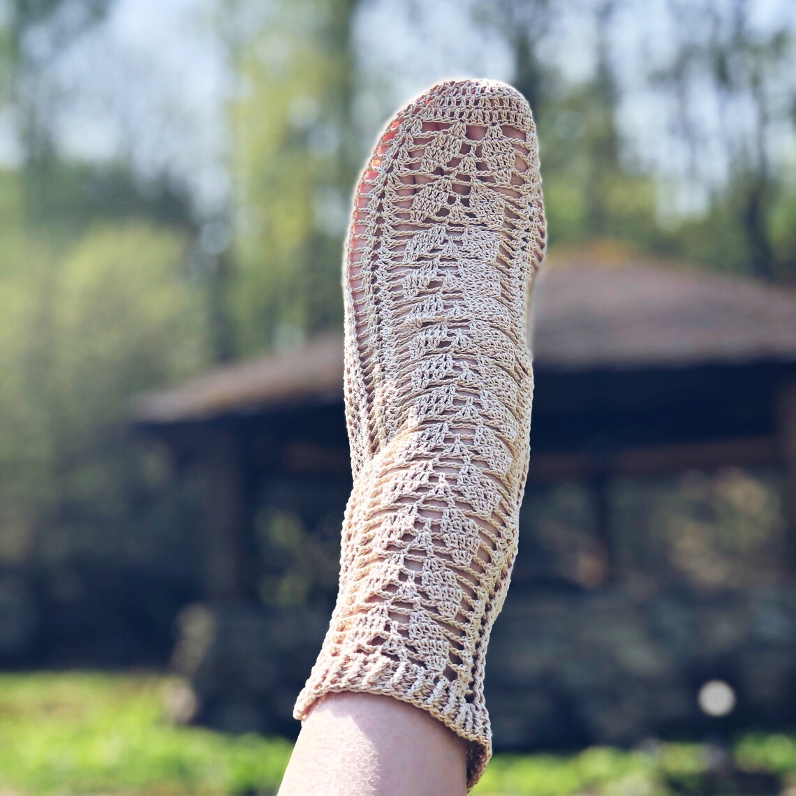 Crochet PATTERN for Socks - Leaf Lace Socks - Etsy