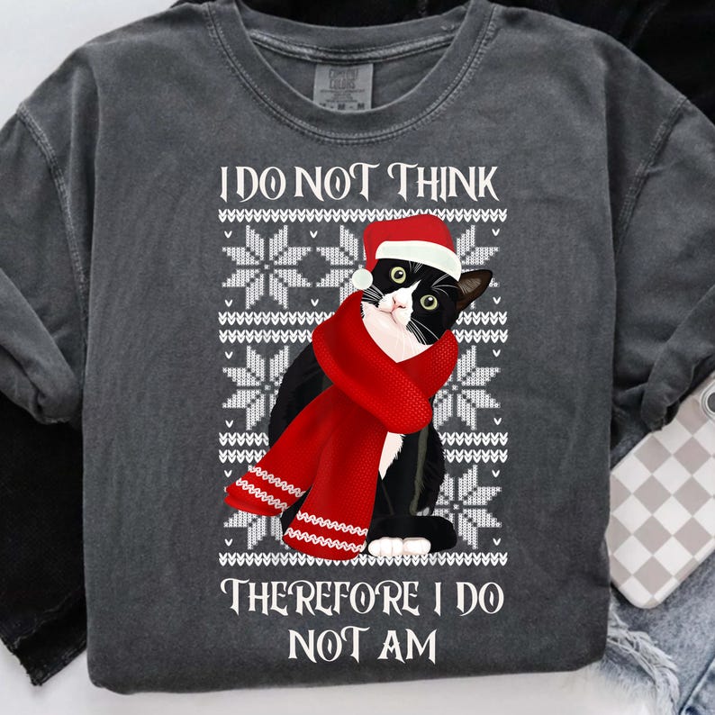 I Do Not Think Therefore I Do Not Am PNG | Funny Cat Philosophy Quote ...