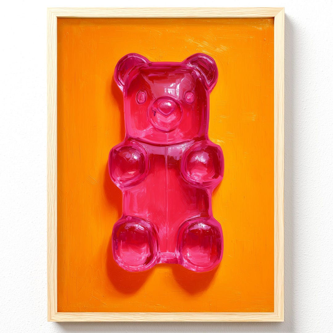 Pink Gummy Bear Poster | Matte Vertical Poster, Pop Art Candy Wall ...