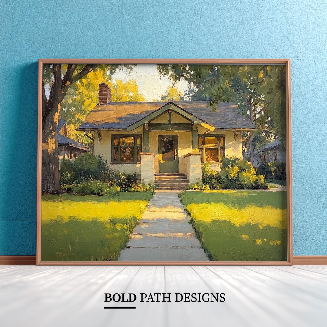 Craftsman Bungalow Painting Matte Horizontal Poster | Cedar and Cream ...