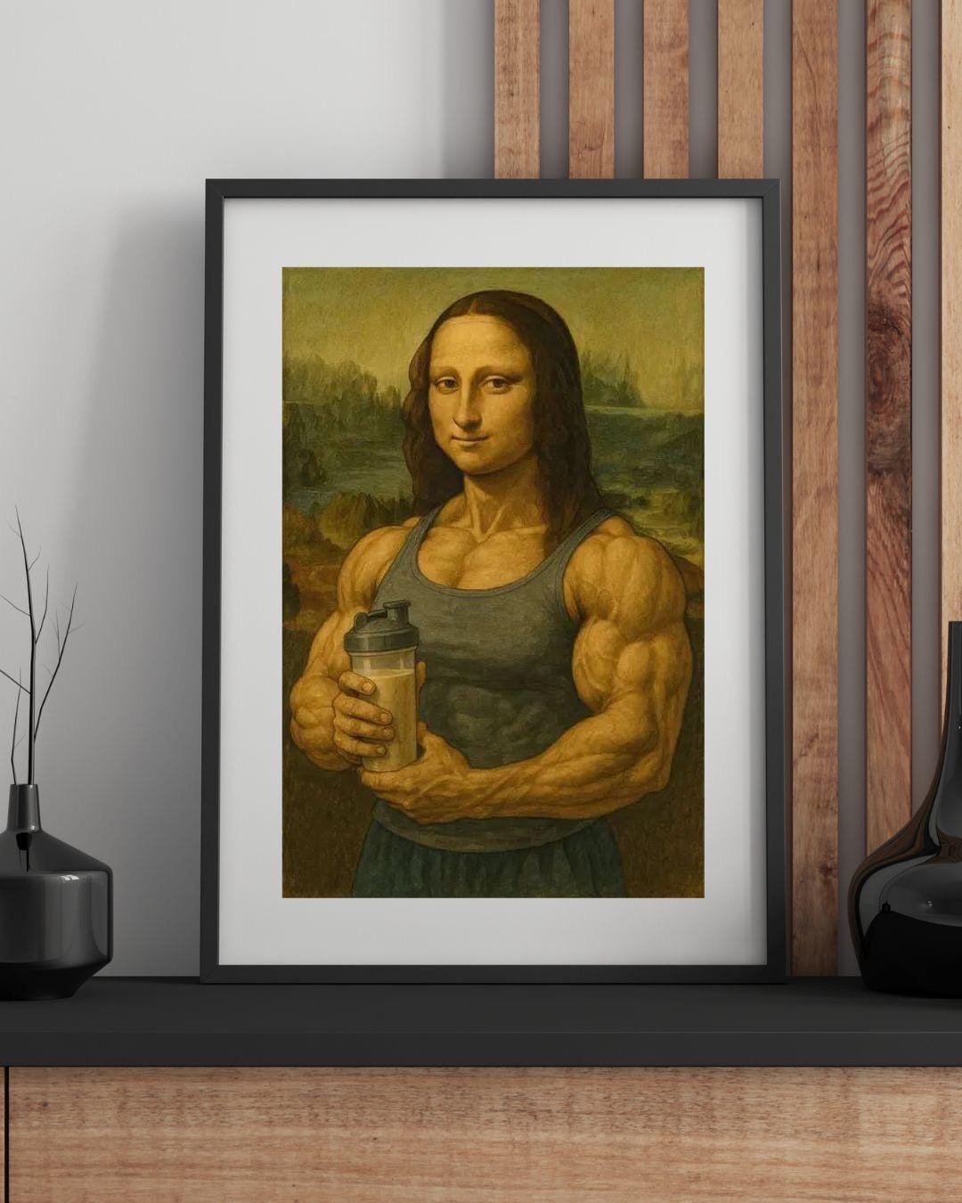 Mona Lisa Bodybuilder Poster - Funny Wall Decor Fitness Art - Etsy