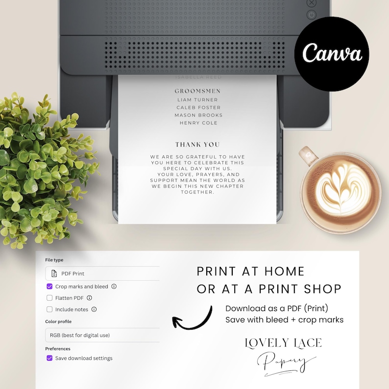 Christian Wedding Program Template: Minimalist Ceremony Design (canva ...