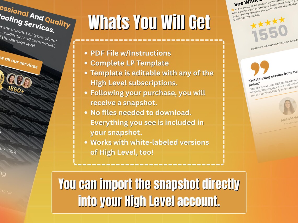 Gohighlevel Roofing Lead Funnel Template: Construction Landing Page - Etsy