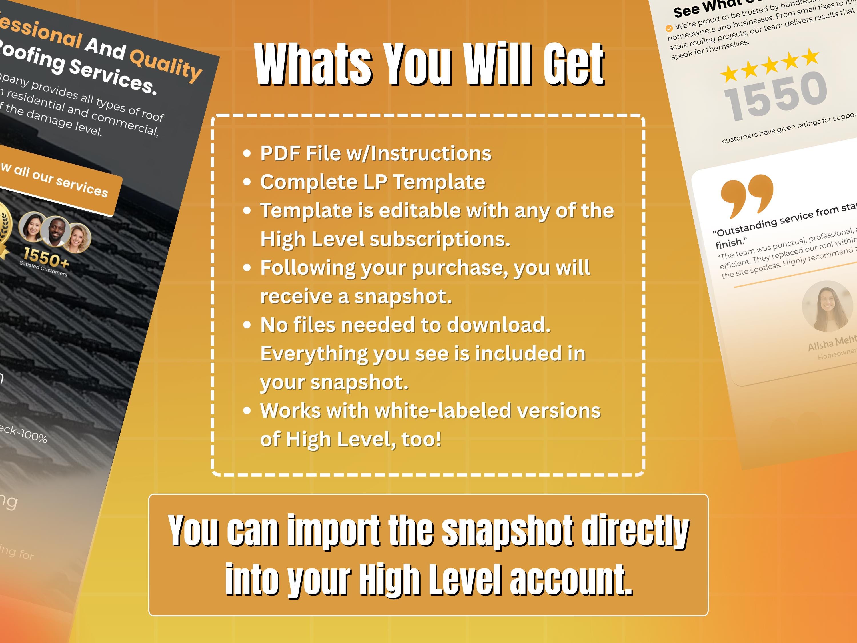Gohighlevel Roofing Lead Funnel Template: Construction Landing Page - Etsy