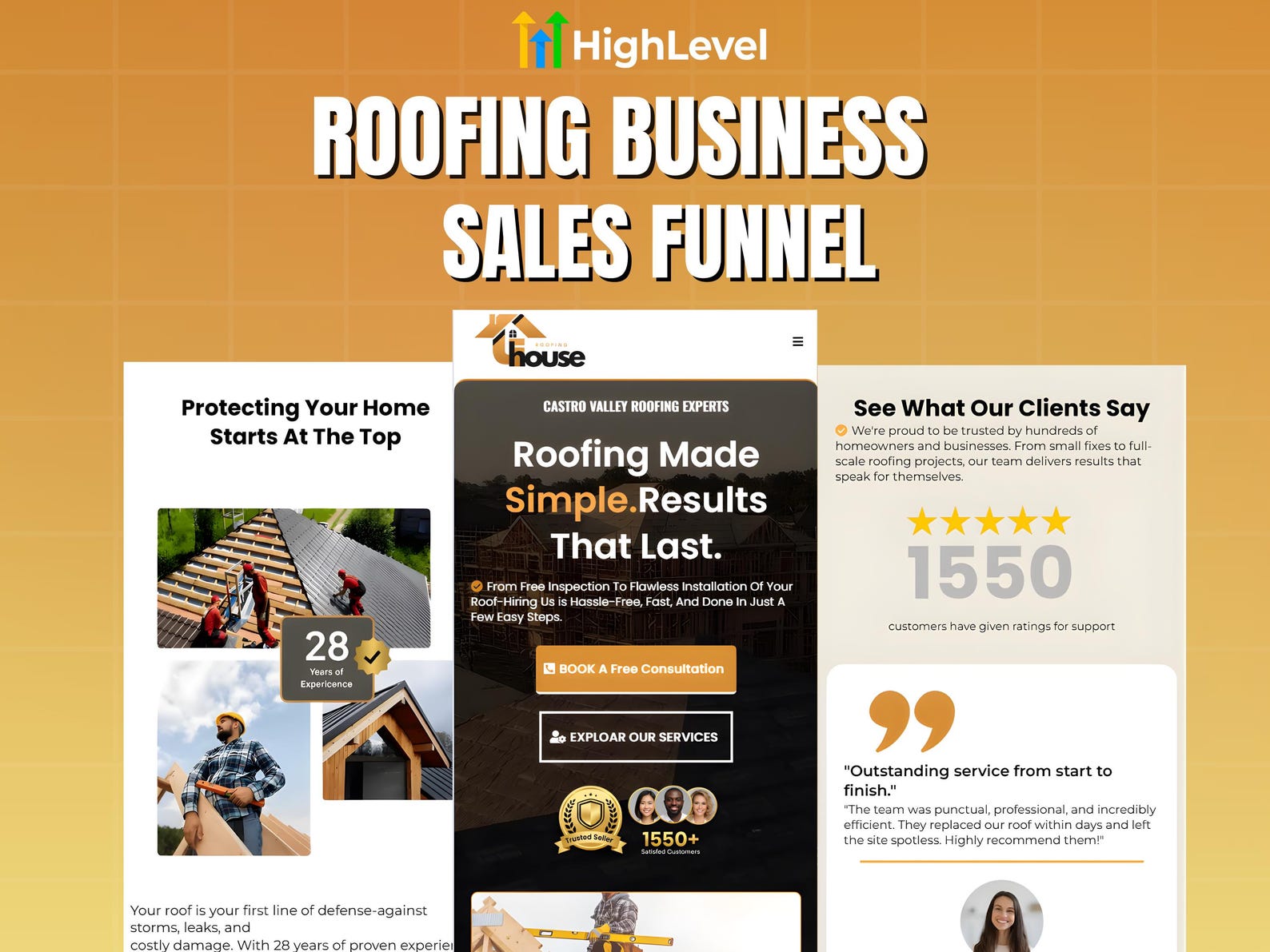 Gohighlevel Roofing Lead Funnel Template: Construction Landing Page - Etsy