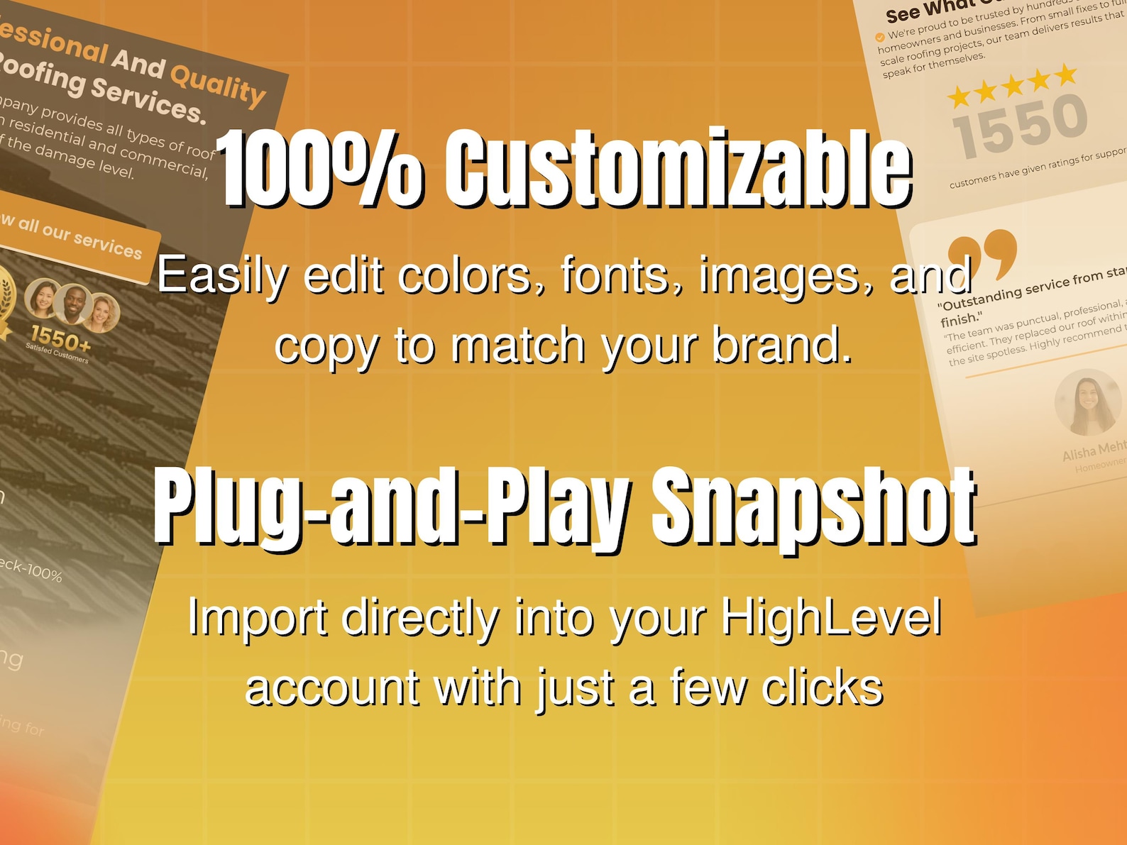 Gohighlevel Roofing Lead Funnel Template: Construction Landing Page - Etsy