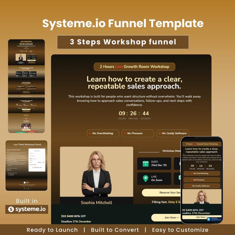 3 Pages System.io Workshop Funnel Template , for Selling Course ...