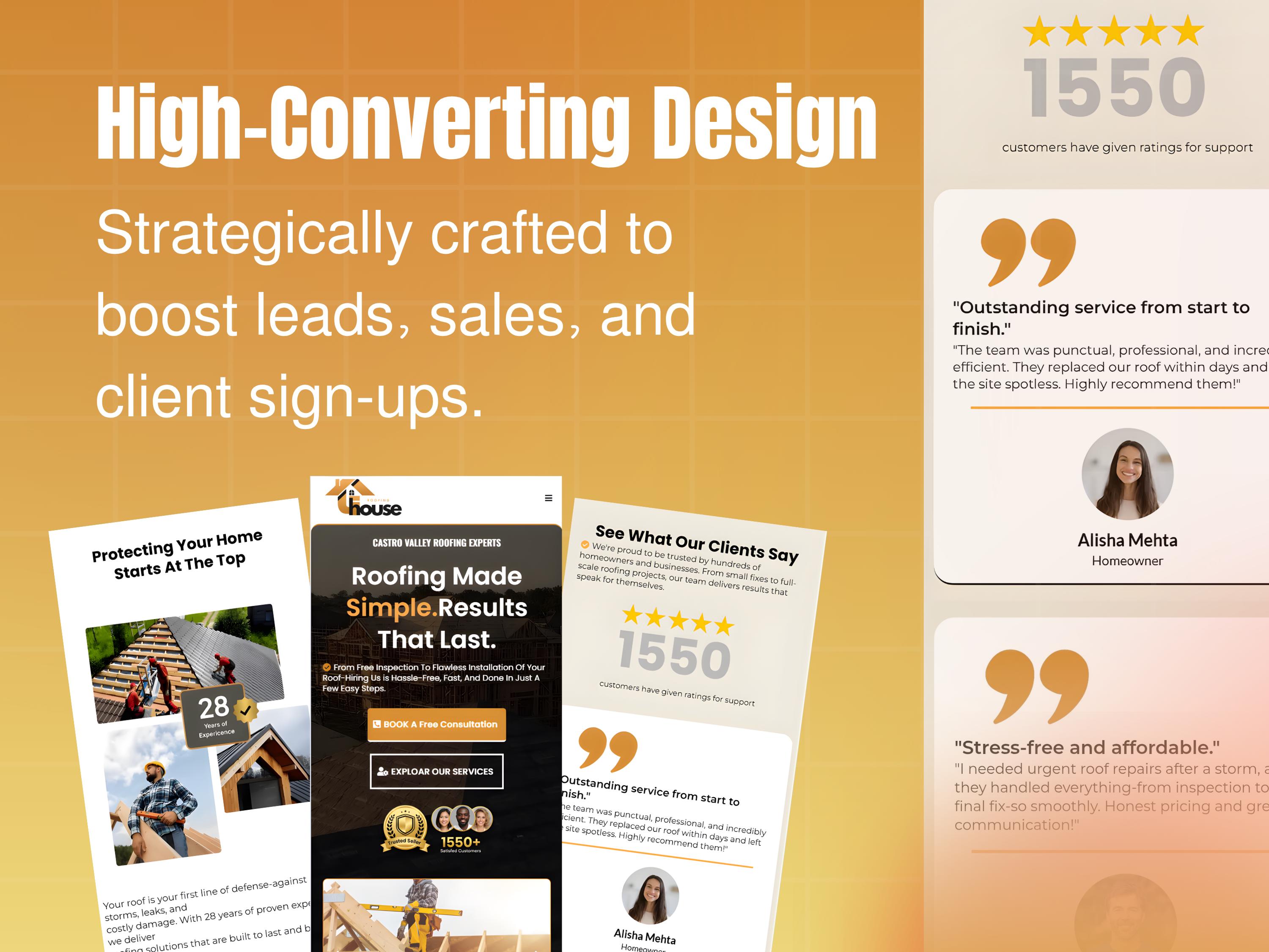 Gohighlevel Roofing Lead Funnel Template: Construction Landing Page - Etsy