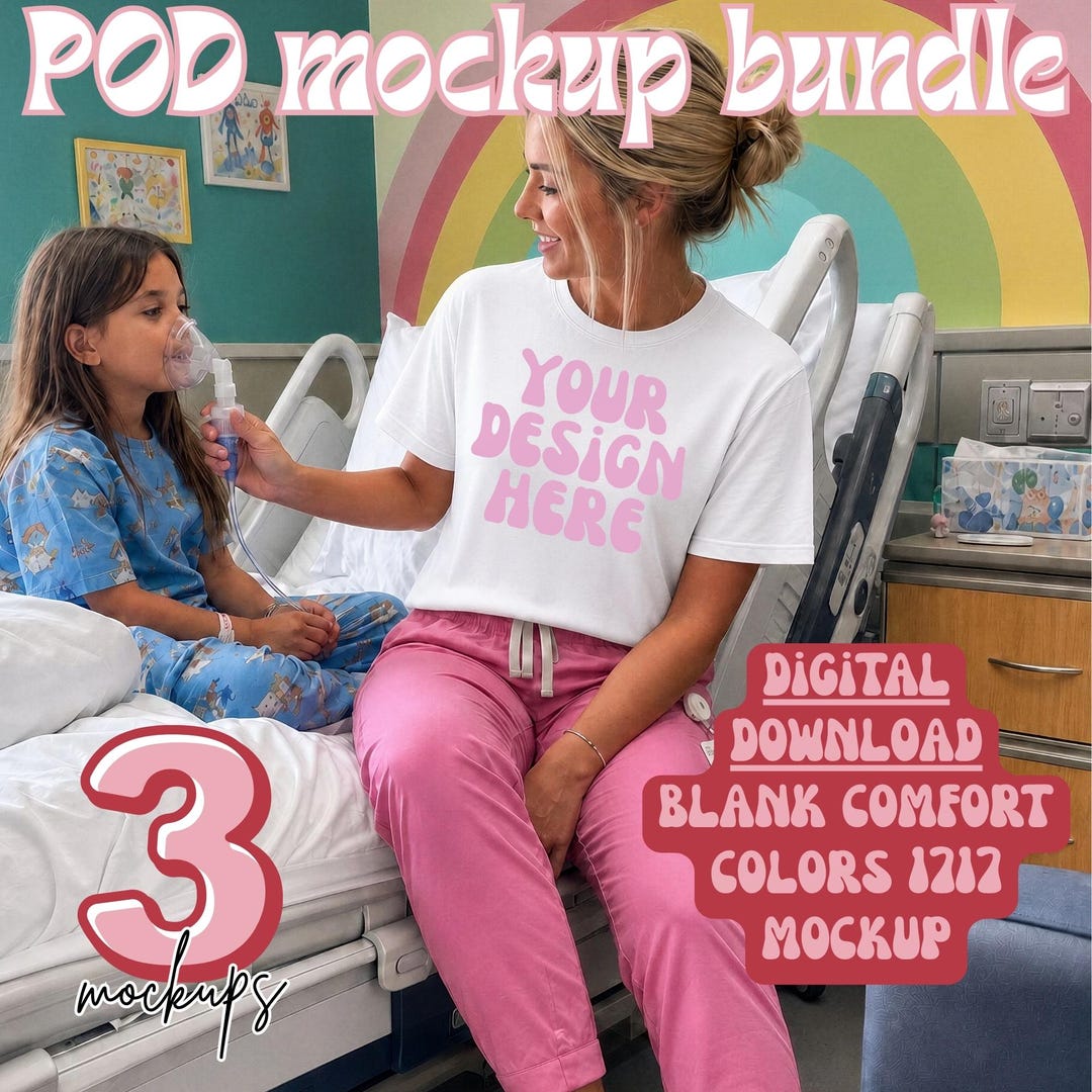 Pediatric Nurse Mockup Bundle | Comfort Colors 1717 T-shirt (digital ...