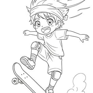 Comic Anime Coloring Pages for Kids | 10 Page Printable Bundle | Kawaii ...