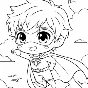 Comic Anime Coloring Pages for Kids | 10 Page Printable Bundle | Kawaii ...