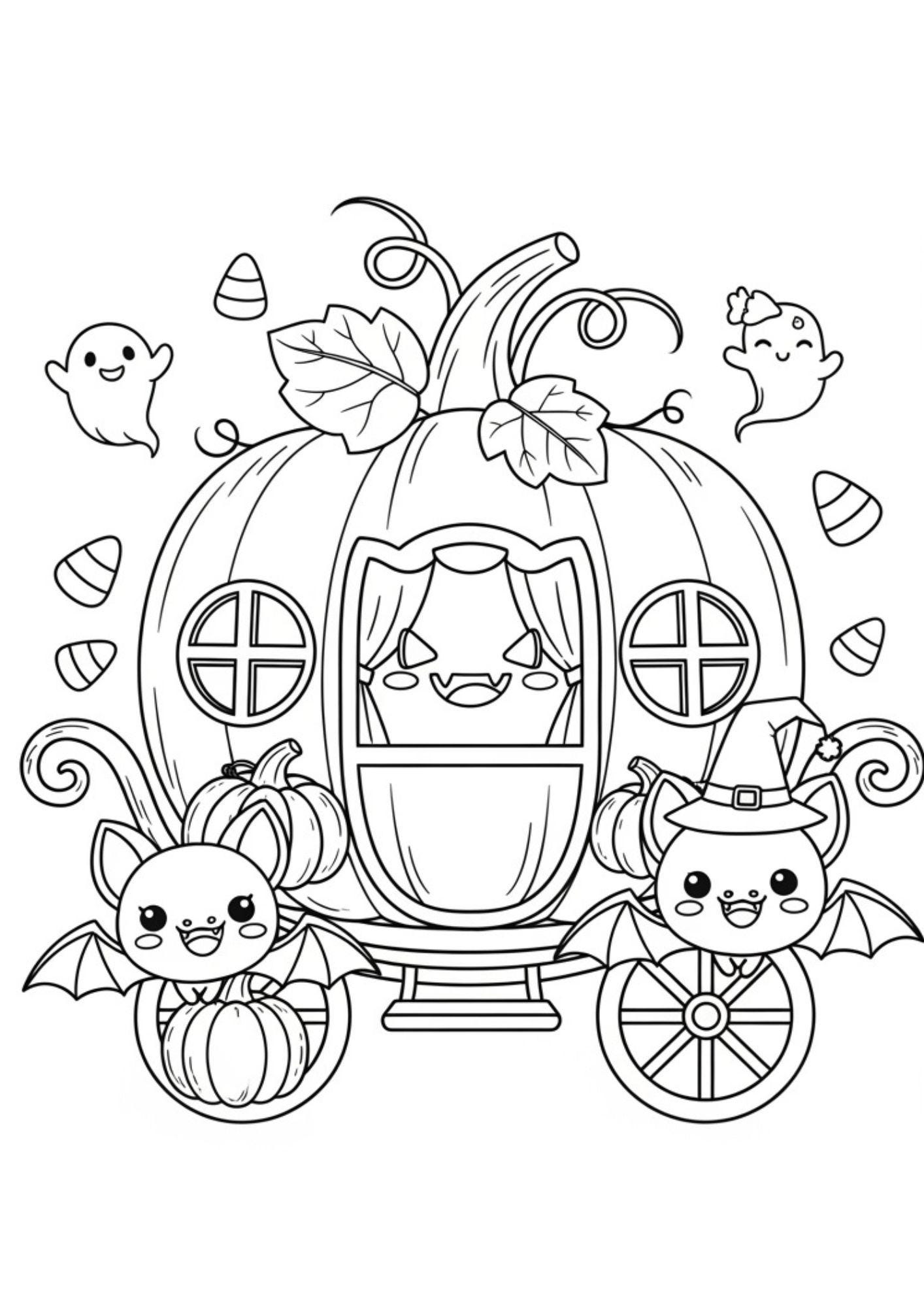 20 Cute Halloween Coloring Pages for Kids | Fun Spooky Coloring Book ...