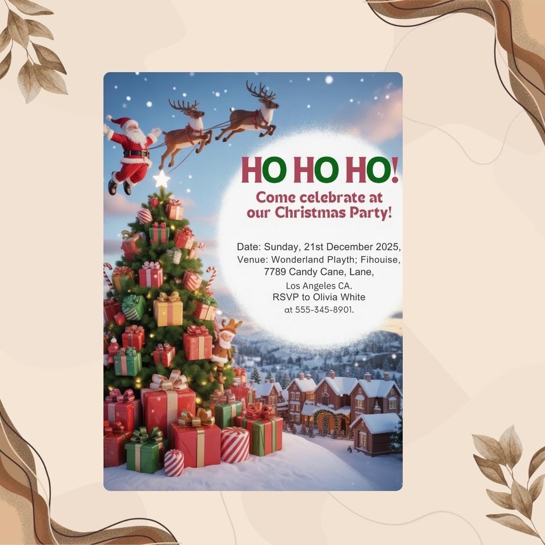 Christmas Event Card | Editable Christmas Party Invitation Template - Etsy