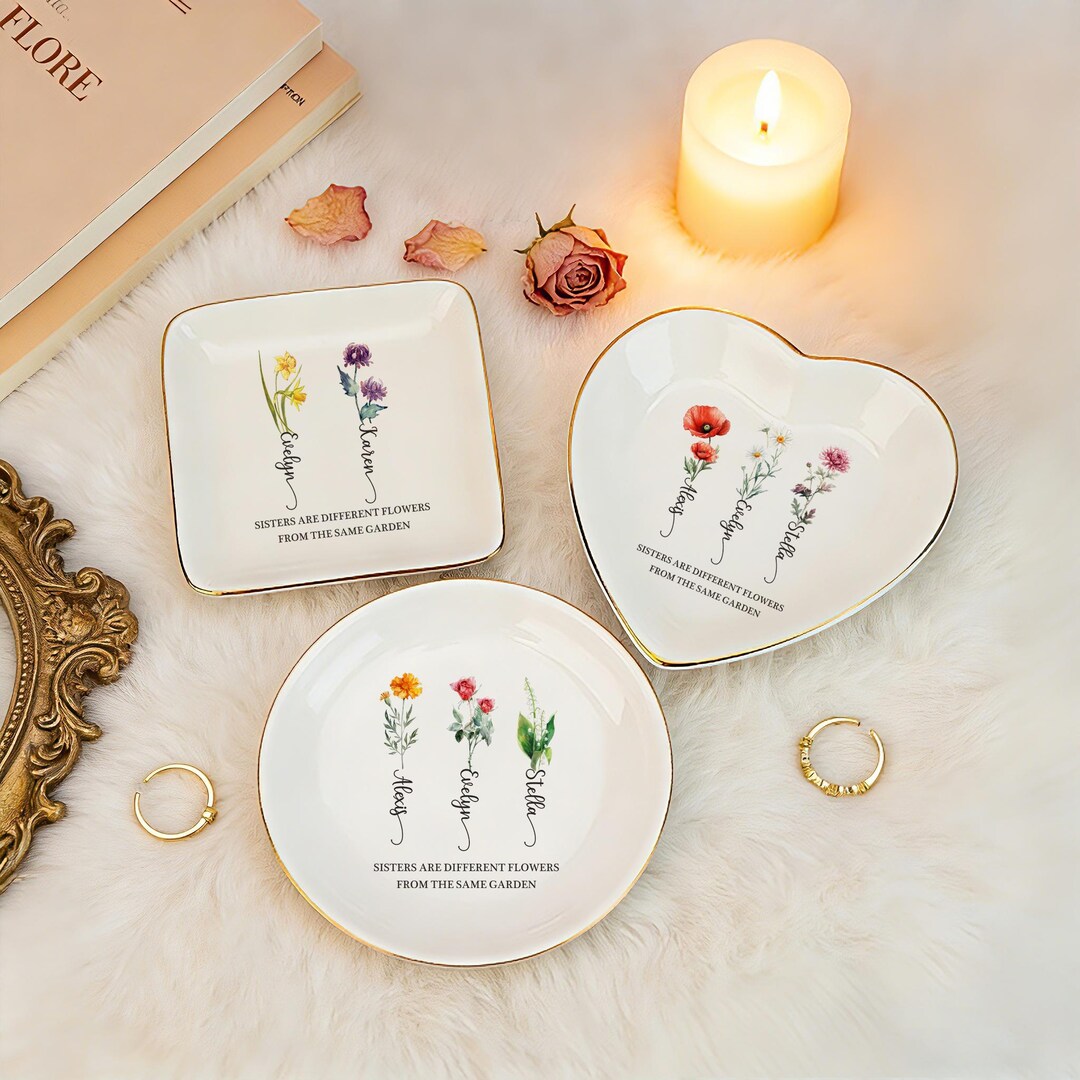 Friendship Ring Dish,birth Flower Trinket Tray,birthday Gifts - Etsy