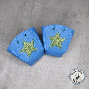 Sky BLUE Leather Toe Caps With Lime Glitter Stars - Etsy