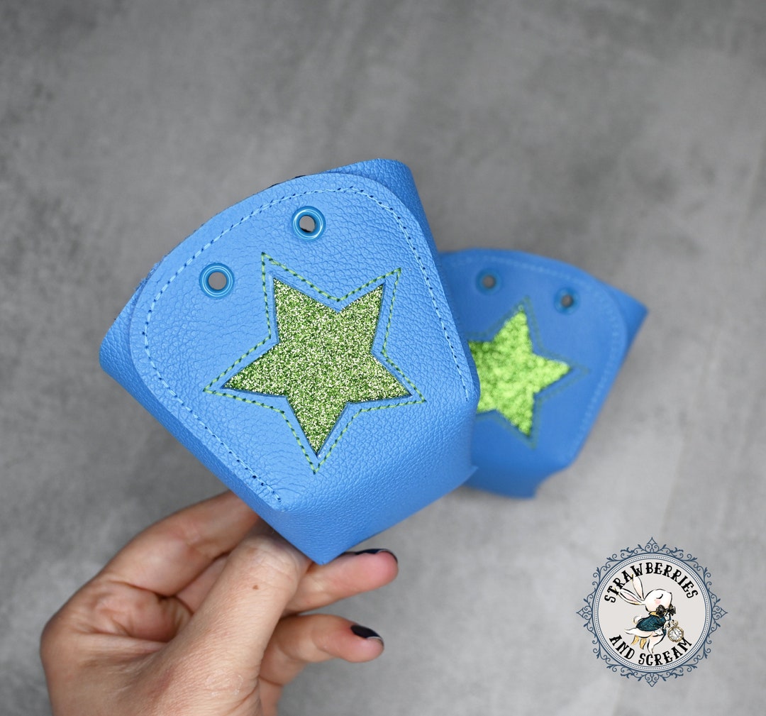 Sky BLUE Leather Toe Caps With Lime Glitter Stars - Etsy