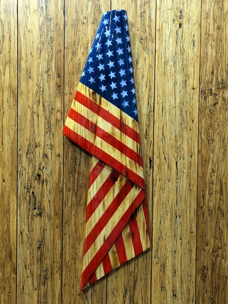 Draped Wooden American Flag – Rustic Patriotic Wall Art for Home or ...