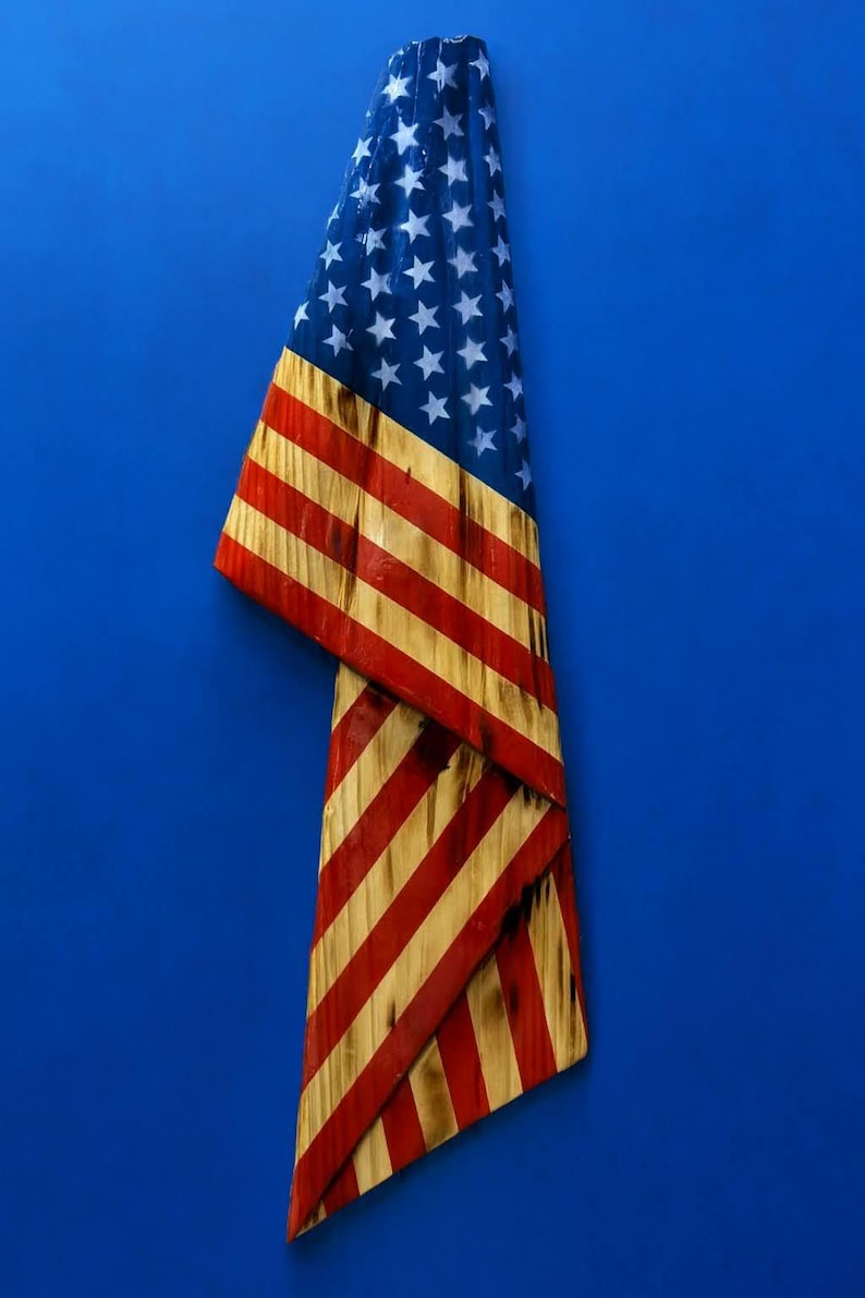 Draped Wooden American Flag – Rustic Patriotic Wall Art for Home or ...