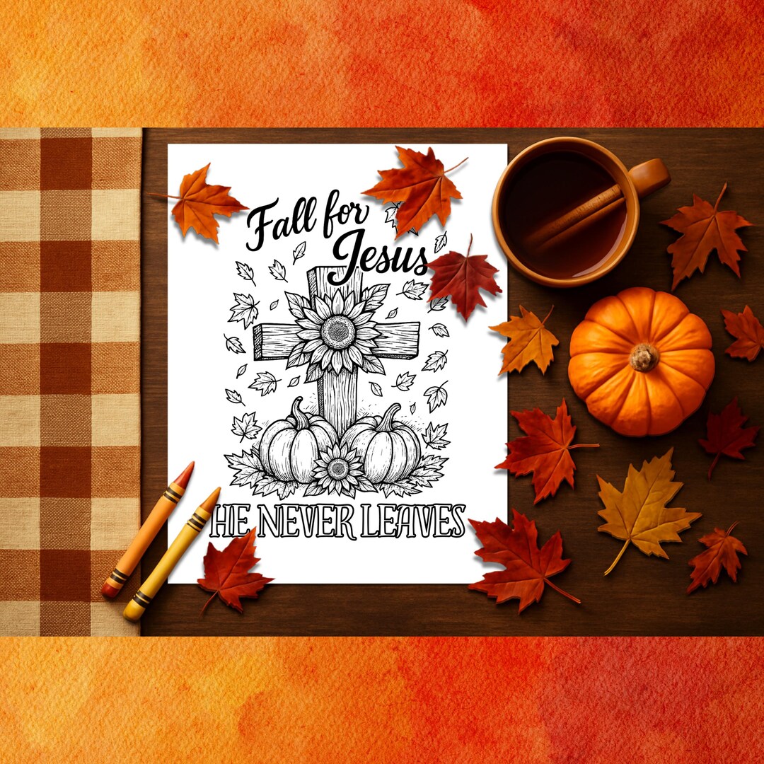 Fall for Jesus Coloring Page | Christian Autumn Printable | Faith-based ...